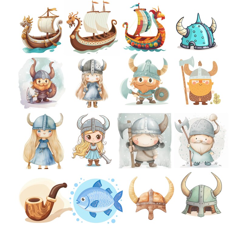 Viking Clipart Bundle, Vikings Clip Art, Nordic Knight, Norsemen PNG ...