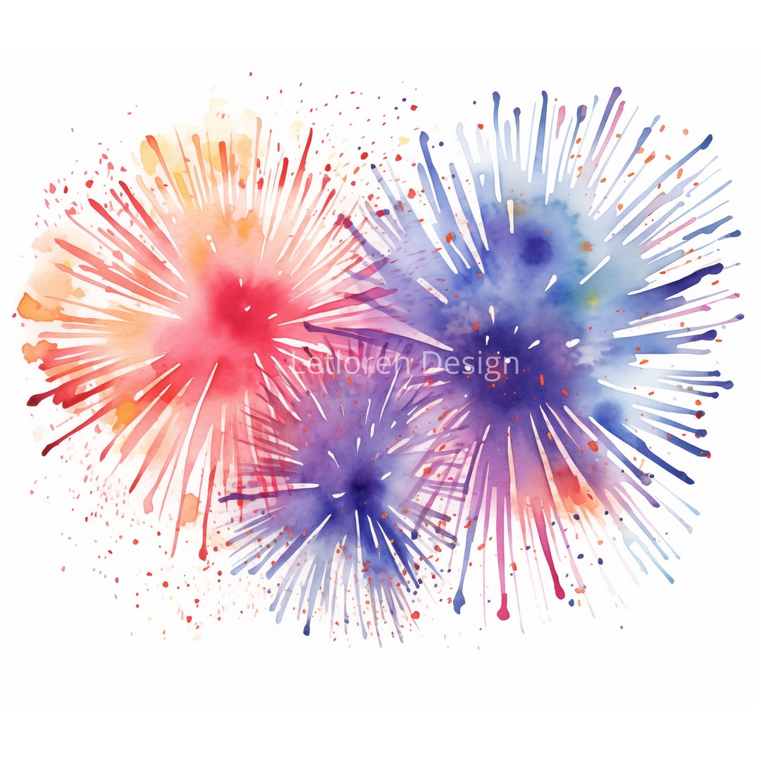 Colorful Firework Clipart Bundle - 10 High Quality Jpgs - Digital ...