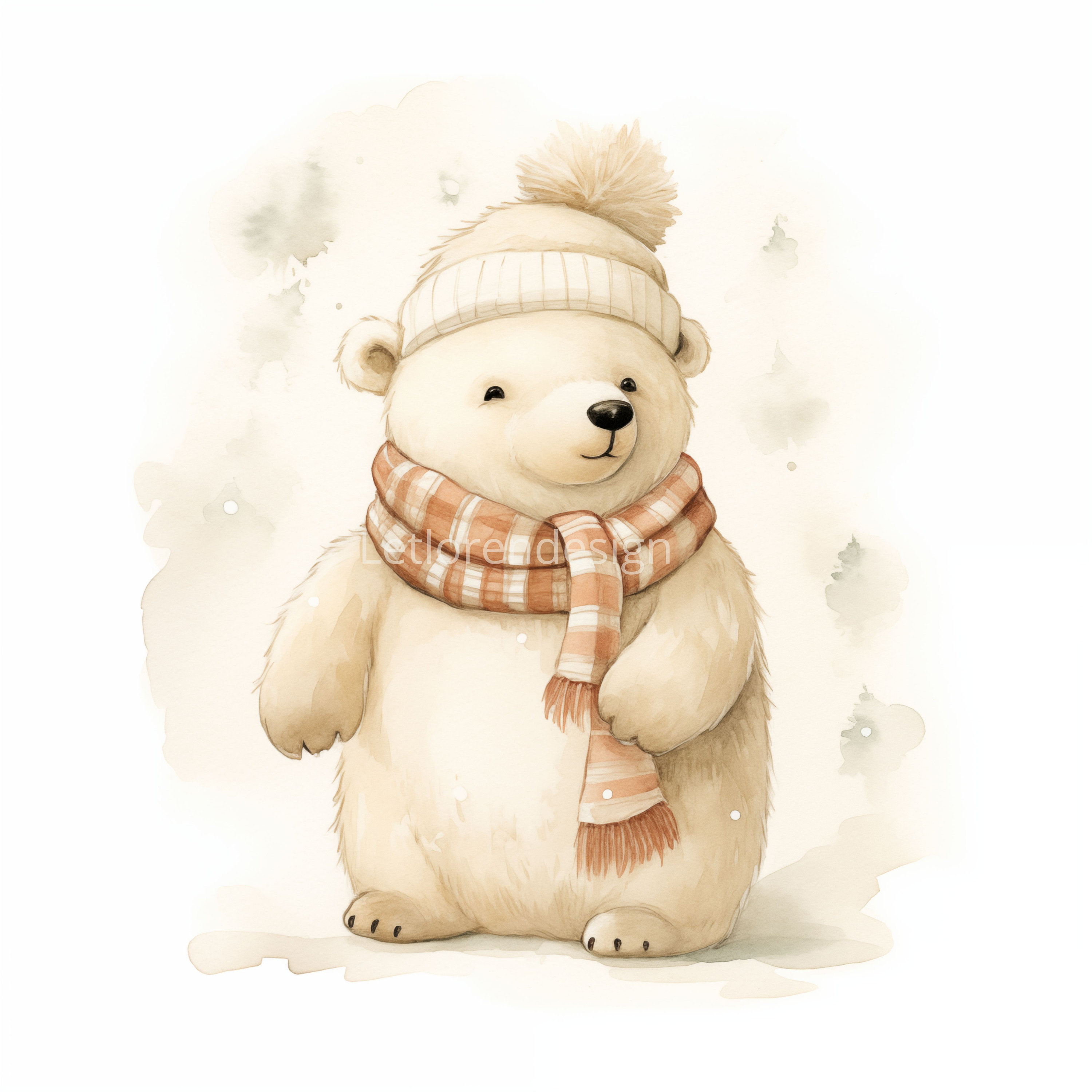 10 Christmas Bear Clipart, High Quality Jpgs, Cute Winter Clipart ...