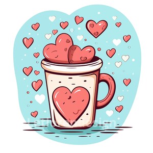Cute Valentine Coffee Watercolor Clipart, Valentine's Day Graphics ...