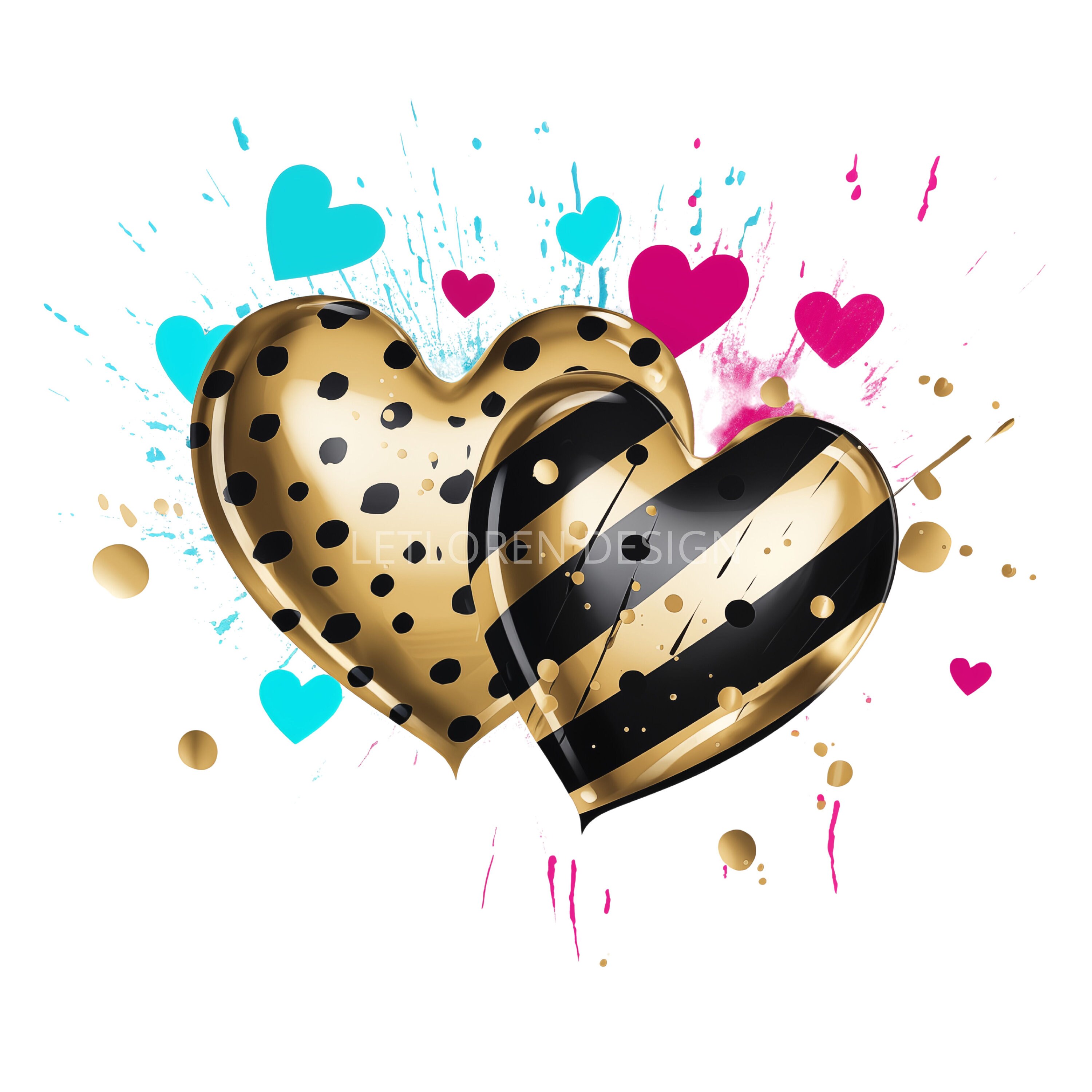 Watercolor Hearts, Clipart Hearts, Valentine Clipart, Love Clipart ...