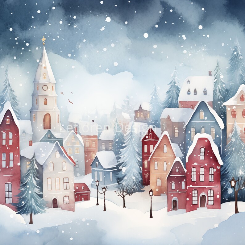 Christmas Houses Clipart Bundle, 10 High Quality Jpgs, Winter ...
