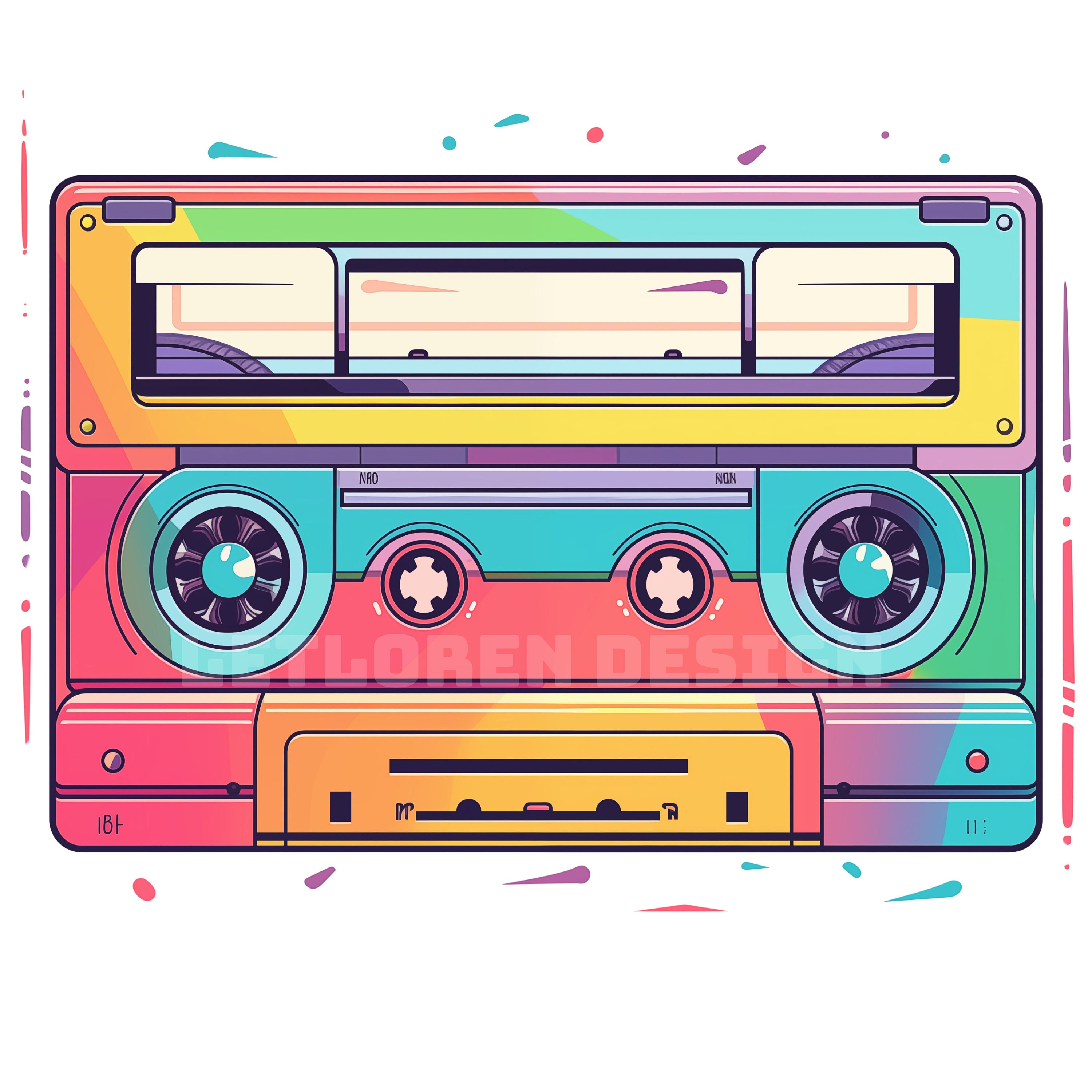 Cassette Tapes Clipart, Cassette Clip Art, 80s' Retro, Compact Tapes ...