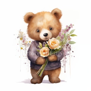 Watercolor Teddy Bear Clipart Bundle, Cute Bear, 15 High Quality Jpgs ...