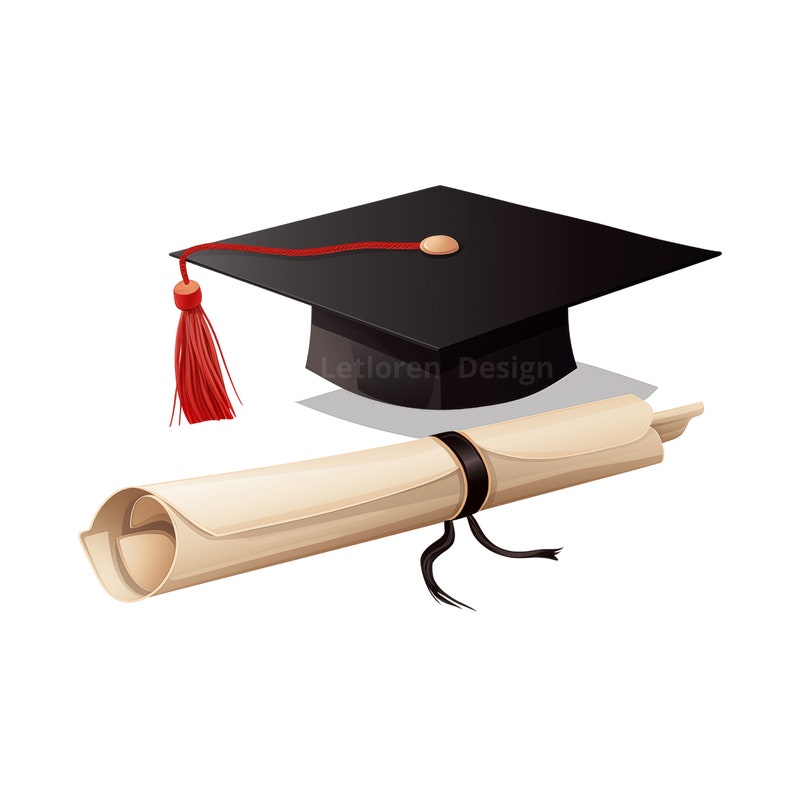 Set of 11 Graduation Clipart, Graduation Hat Bundle, Diploma and Scroll ...