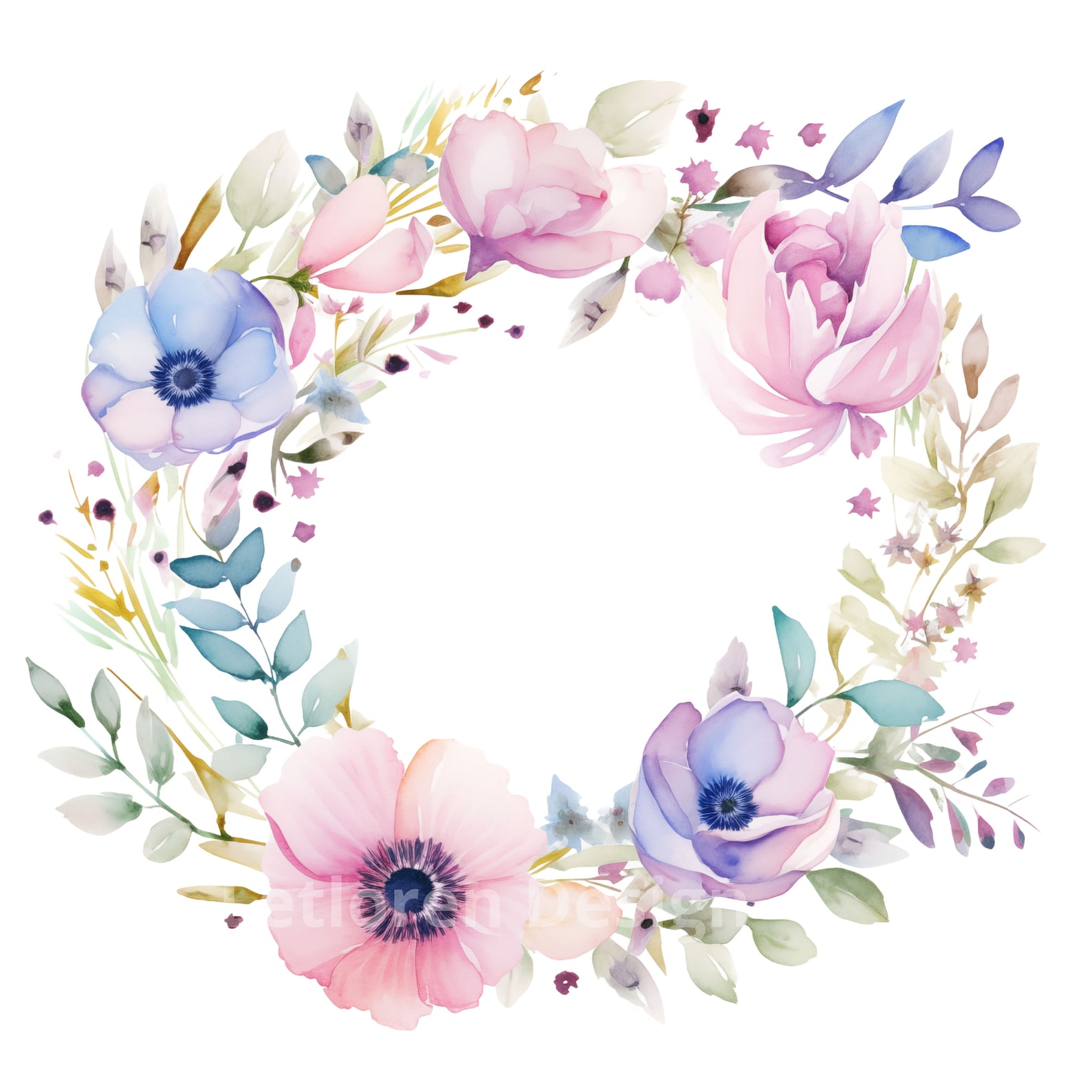 Floral Wreath PNG Flower Frame PNG Watercolor Wreath Clipart Flower ...