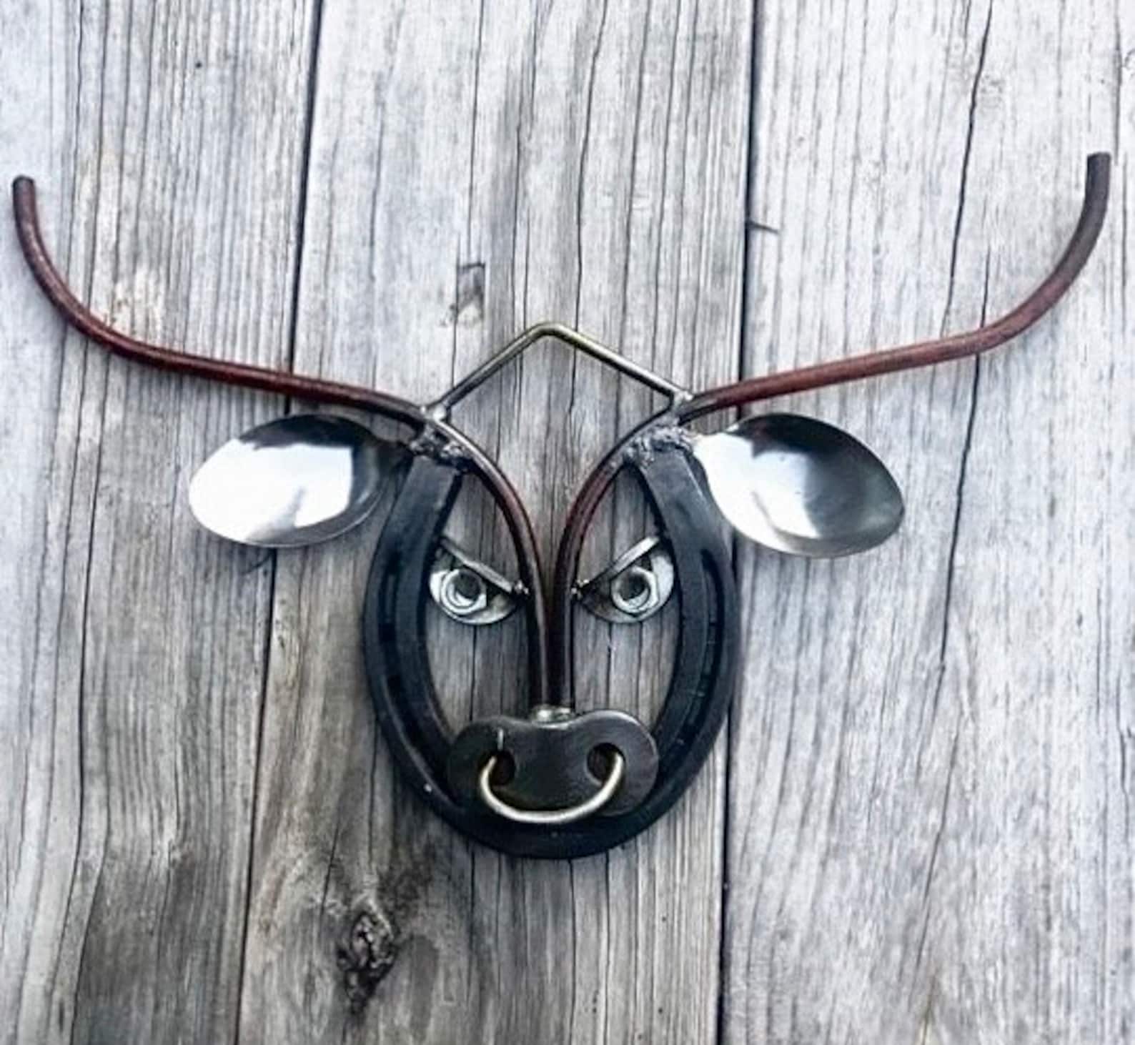 Horseshoe Bull Handmade Wall Art - Etsy