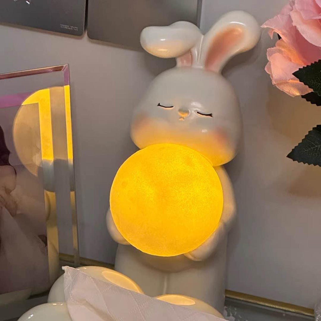 A Cozy Companion for Peaceful Nights, Bunny Moon Lamp, Cute Night Light ...