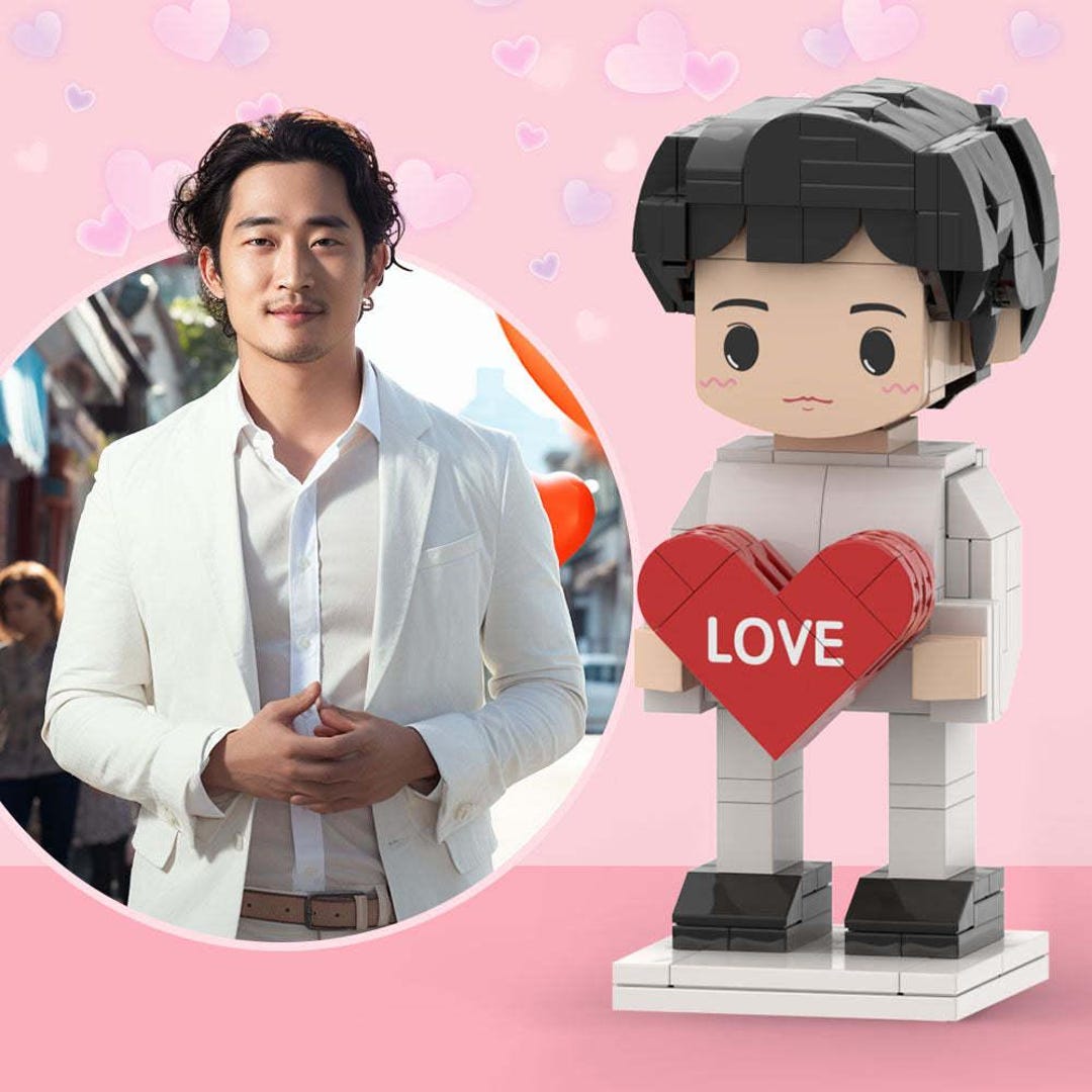Customizable Cute Brick Figure With Heart Small Particle Block Toy ...