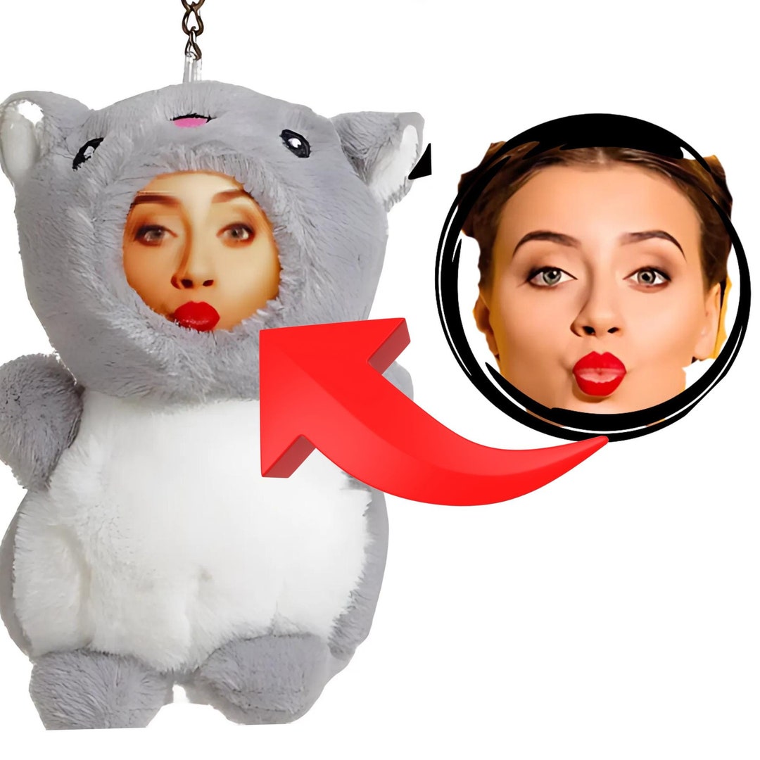 Customizable 3D Face Plush Animal Keychain Personalize Your Favorite ...