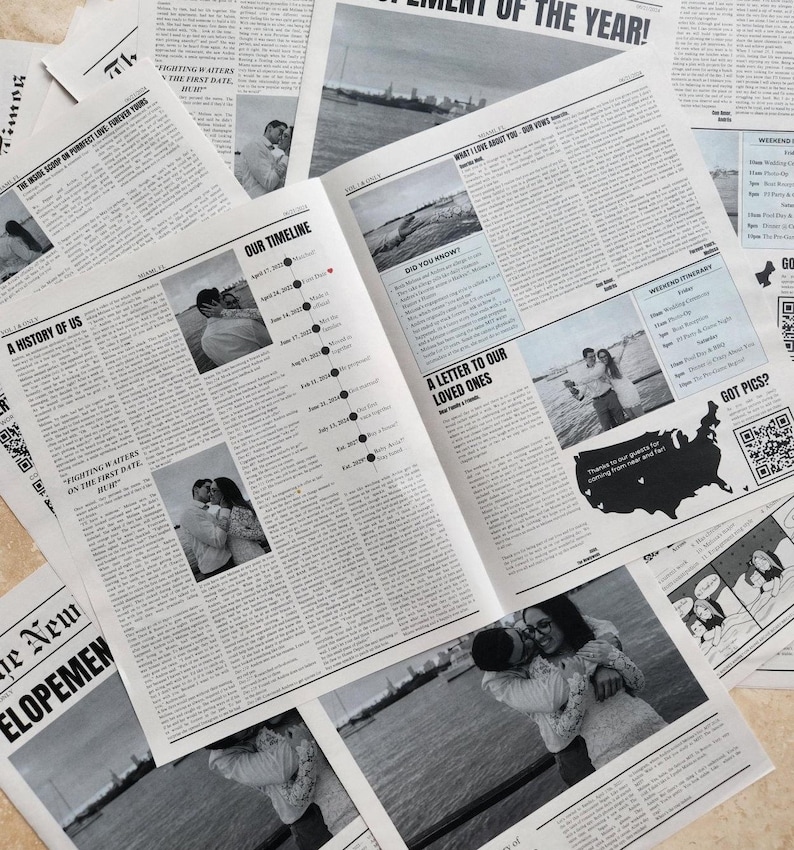 Custom Wedding Newspaper Template - Etsy