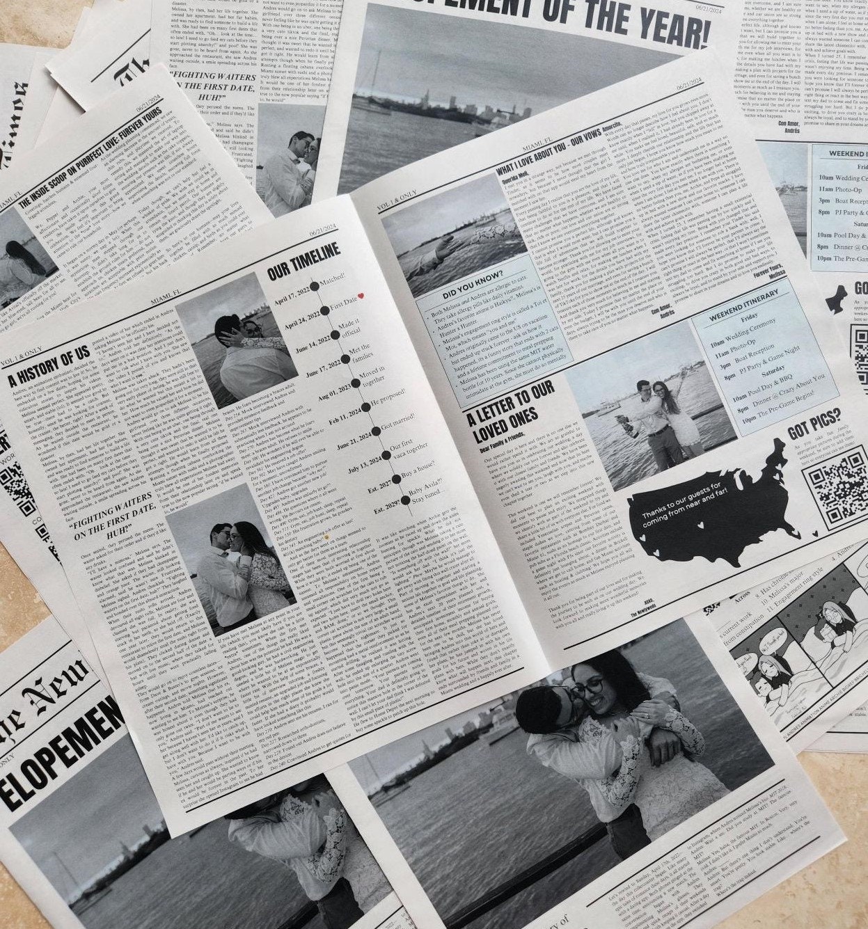 Custom Wedding Newspaper Template - Etsy