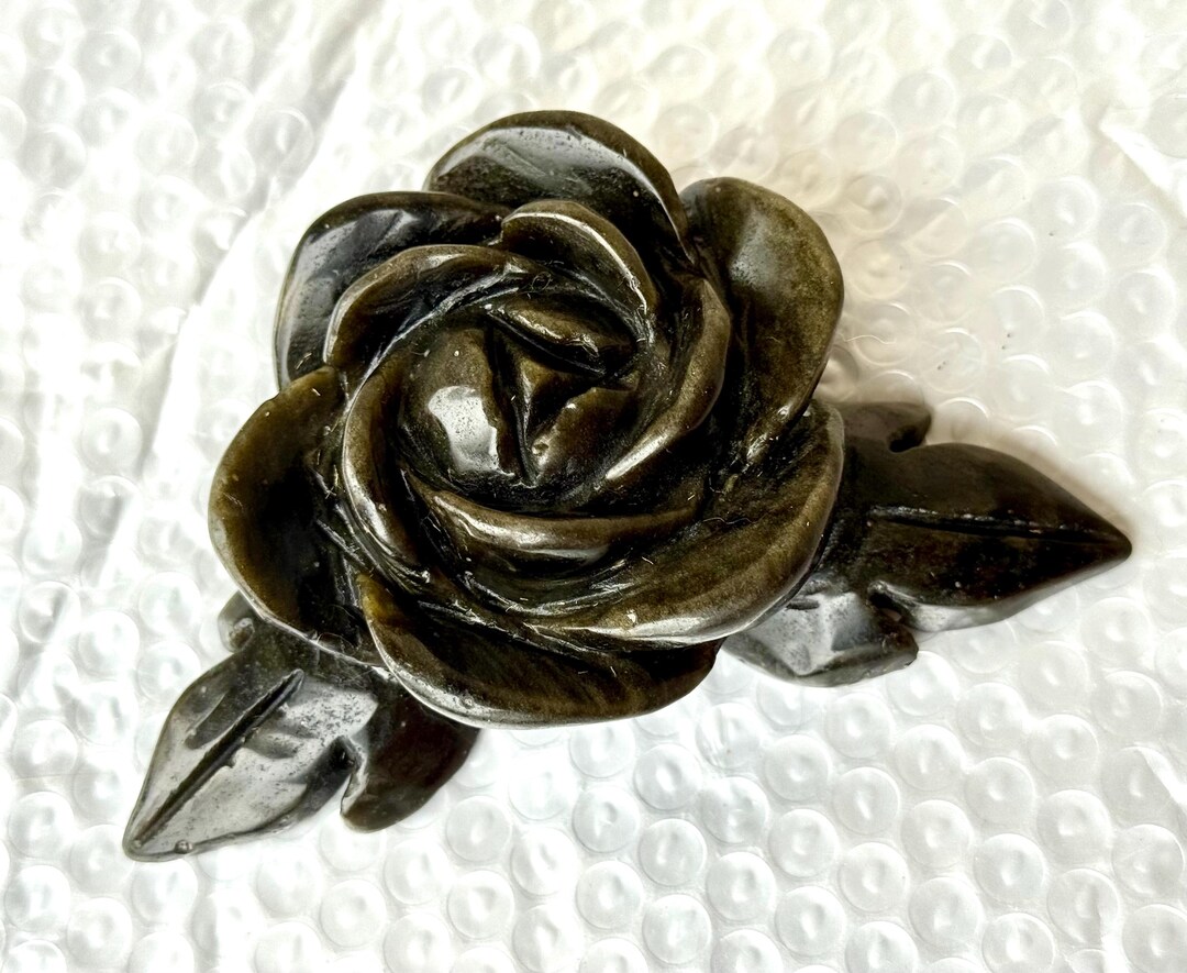Gold Sheen Obsidian Rose Carving - Etsy