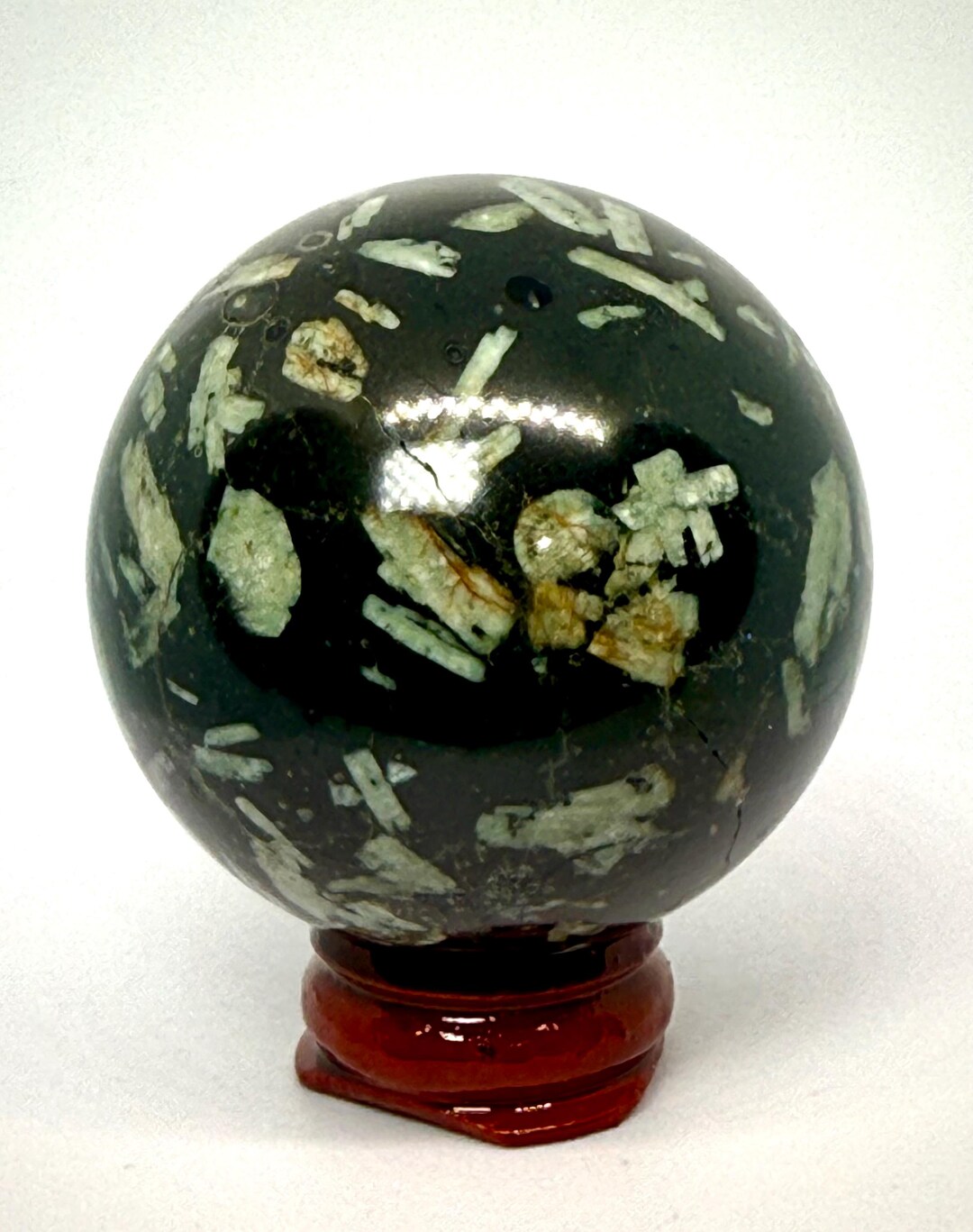 Chinese Writing Stone Sphere 50 Mm (green Porphyrite) - Etsy