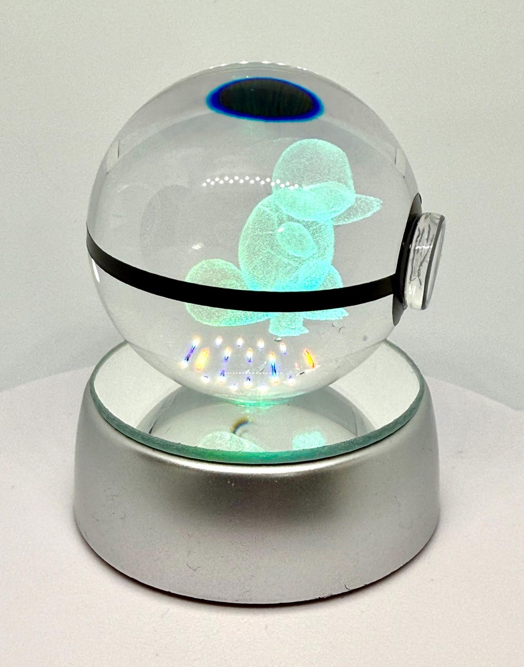 Etched Glass Squirtle Pokemon Pokeball With Color Light Stand - Etsy
