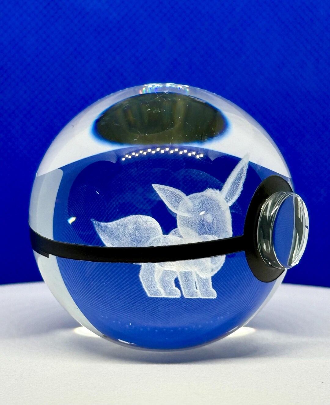 Glass Pokemon Pokeball With Etched Eevee Inside on Color Changing Light ...