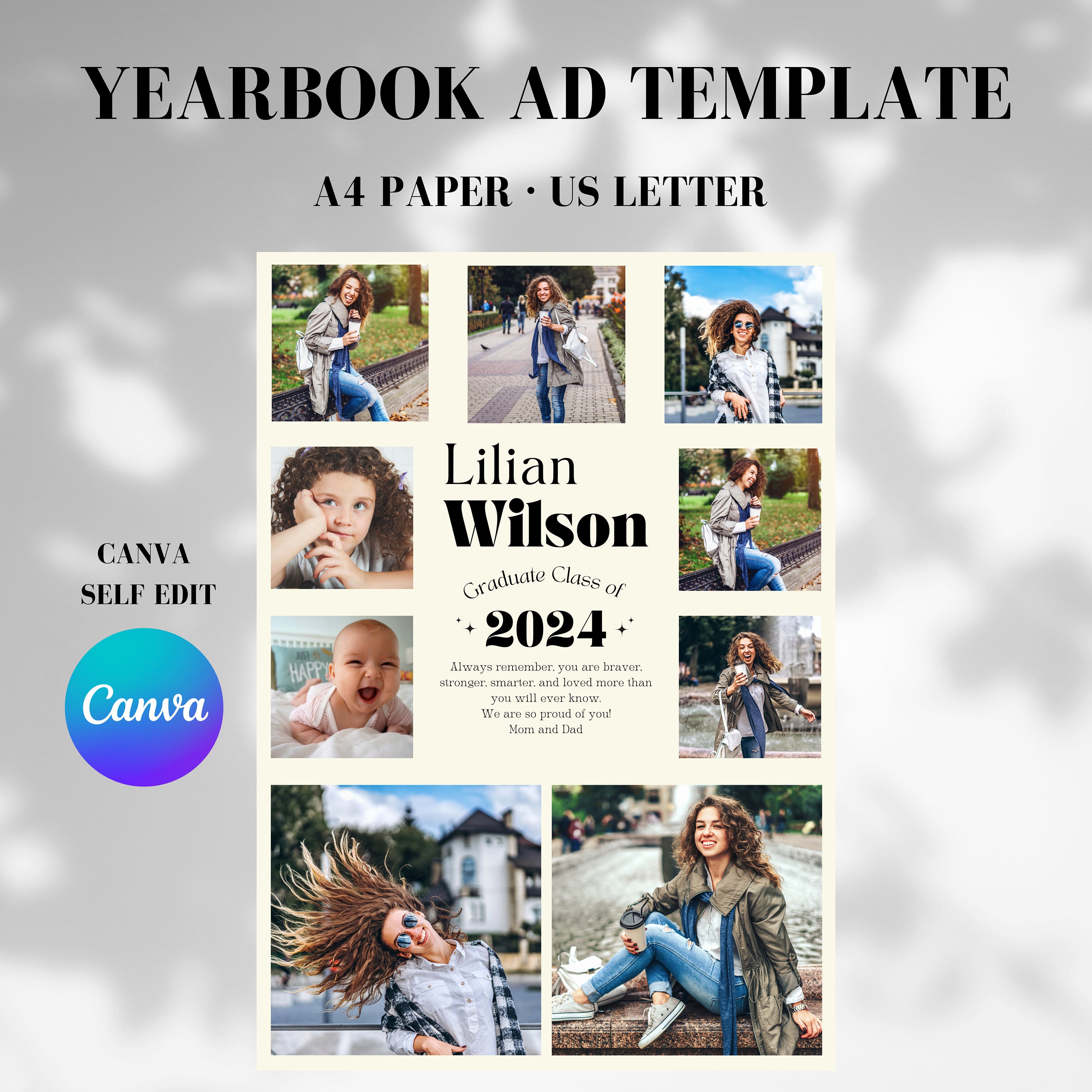 Yearbook Dedication, Graduation Ad Photo Collage Full Page Tribute Page ...