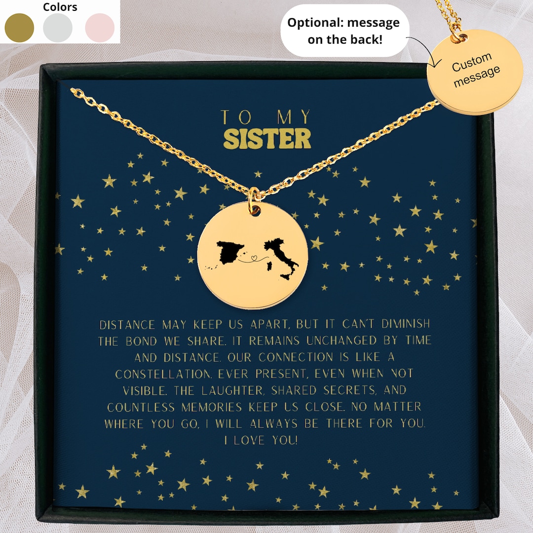 Custom Long Distance Necklace Gift for Sister, Long Distance Jewelry ...