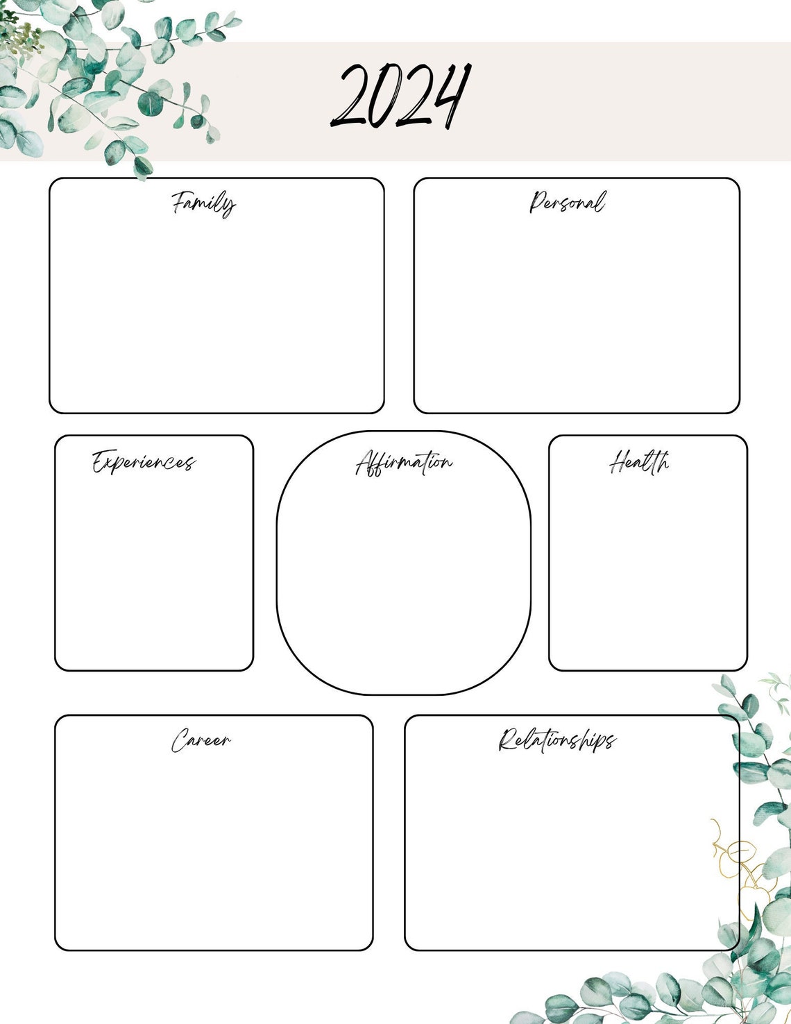 2024 Vision Board Printable Template - Etsy UK