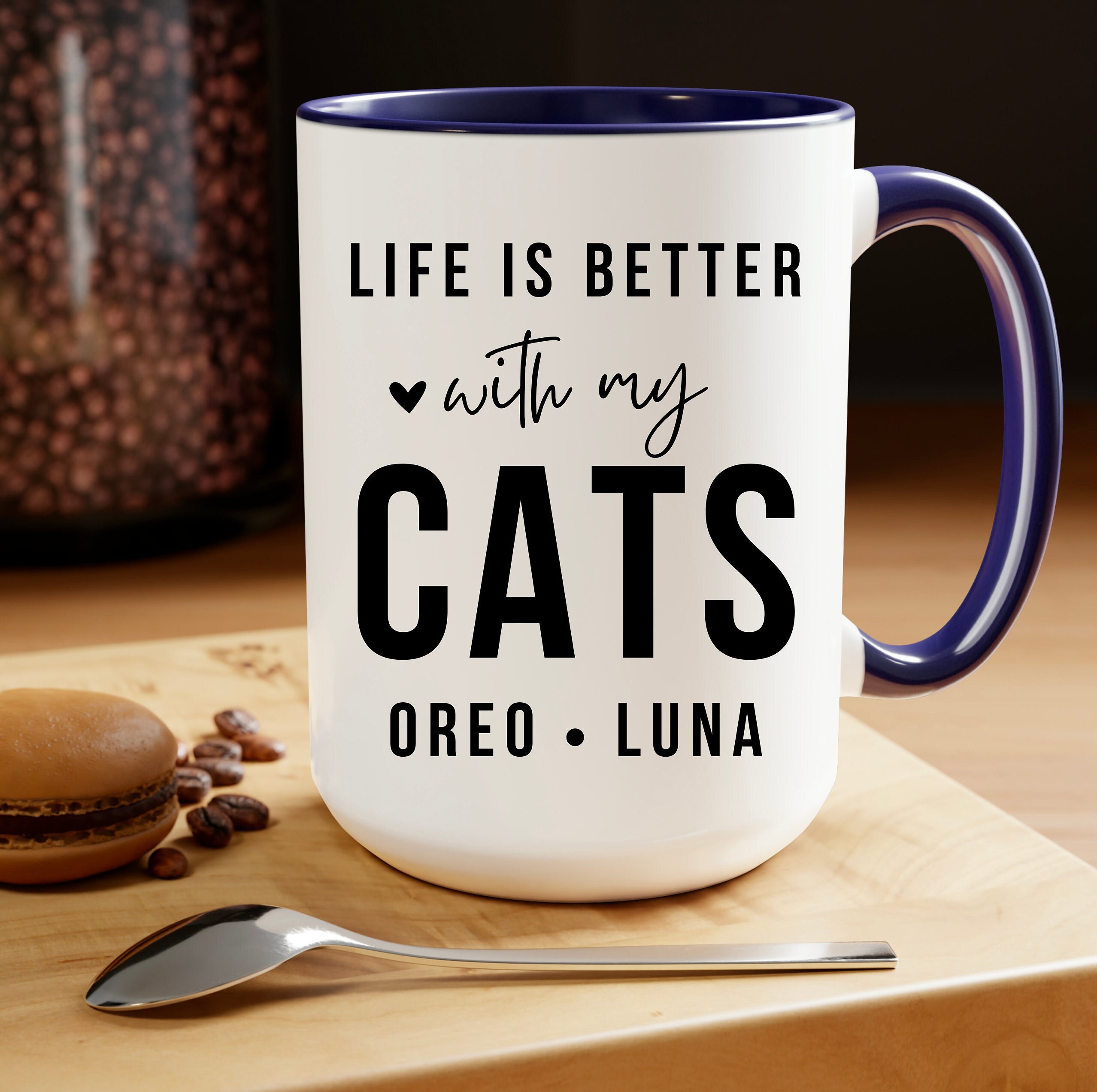 Custom Cat Mug With Name, Cat Lover Personalized Gift, Cat Mom Mug, Cat ...
