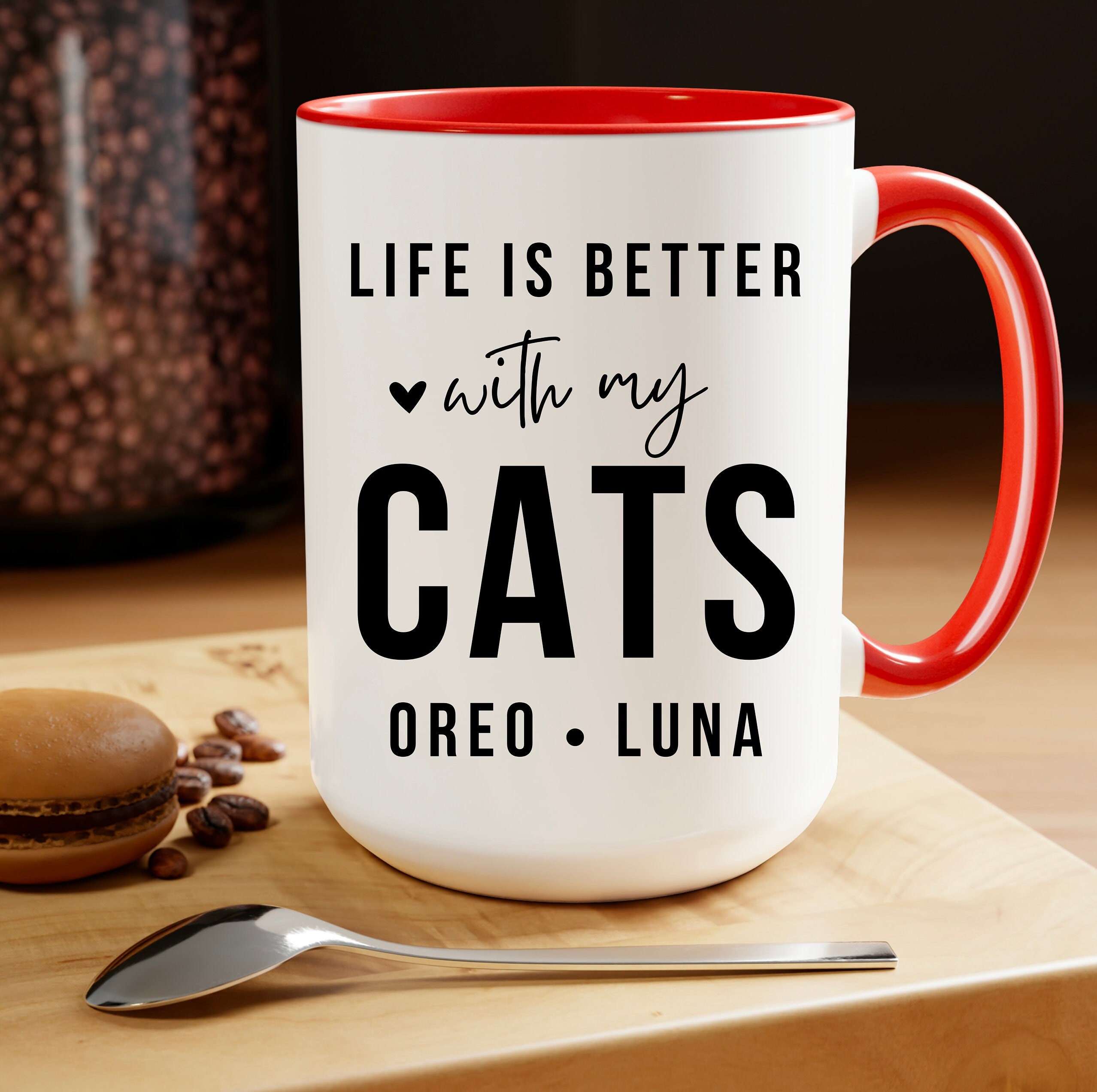 Custom Cat Mug With Name, Cat Lover Personalized Gift, Cat Mom Mug, Cat ...