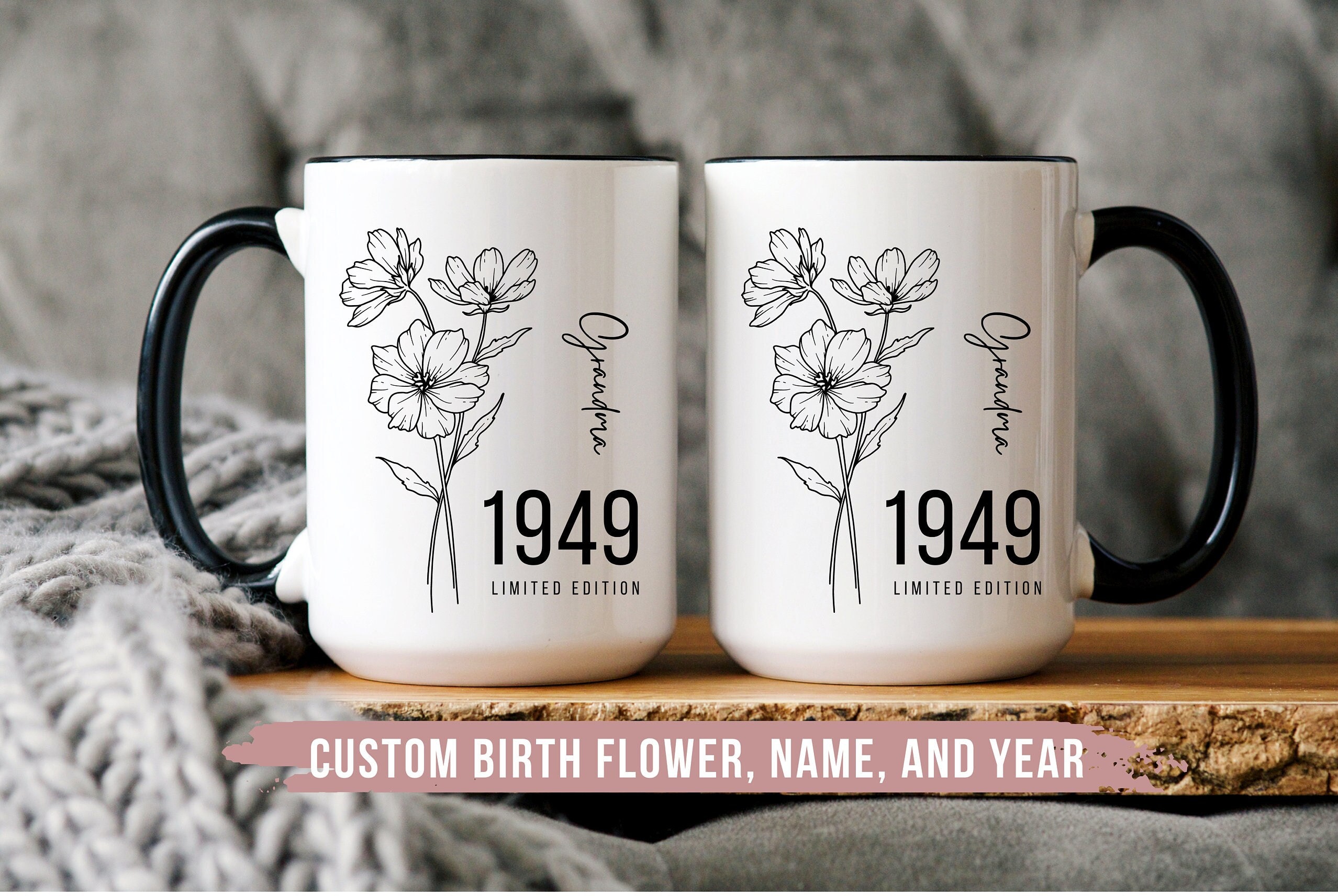 Custom 75th Birthday Gift With Birth Flower, Personalized Birthmonth ...