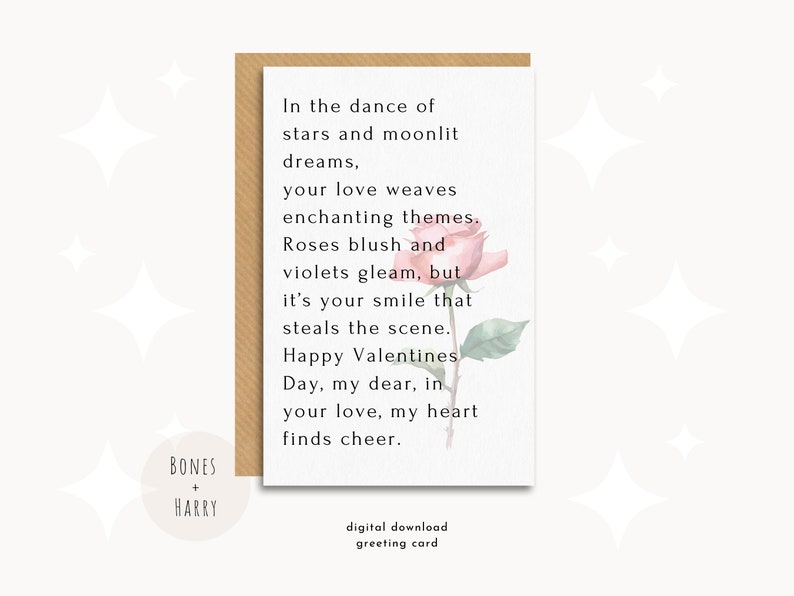 Printable Rhyming Romantic Love Card, Poem for Him, Romantic Cards for ...