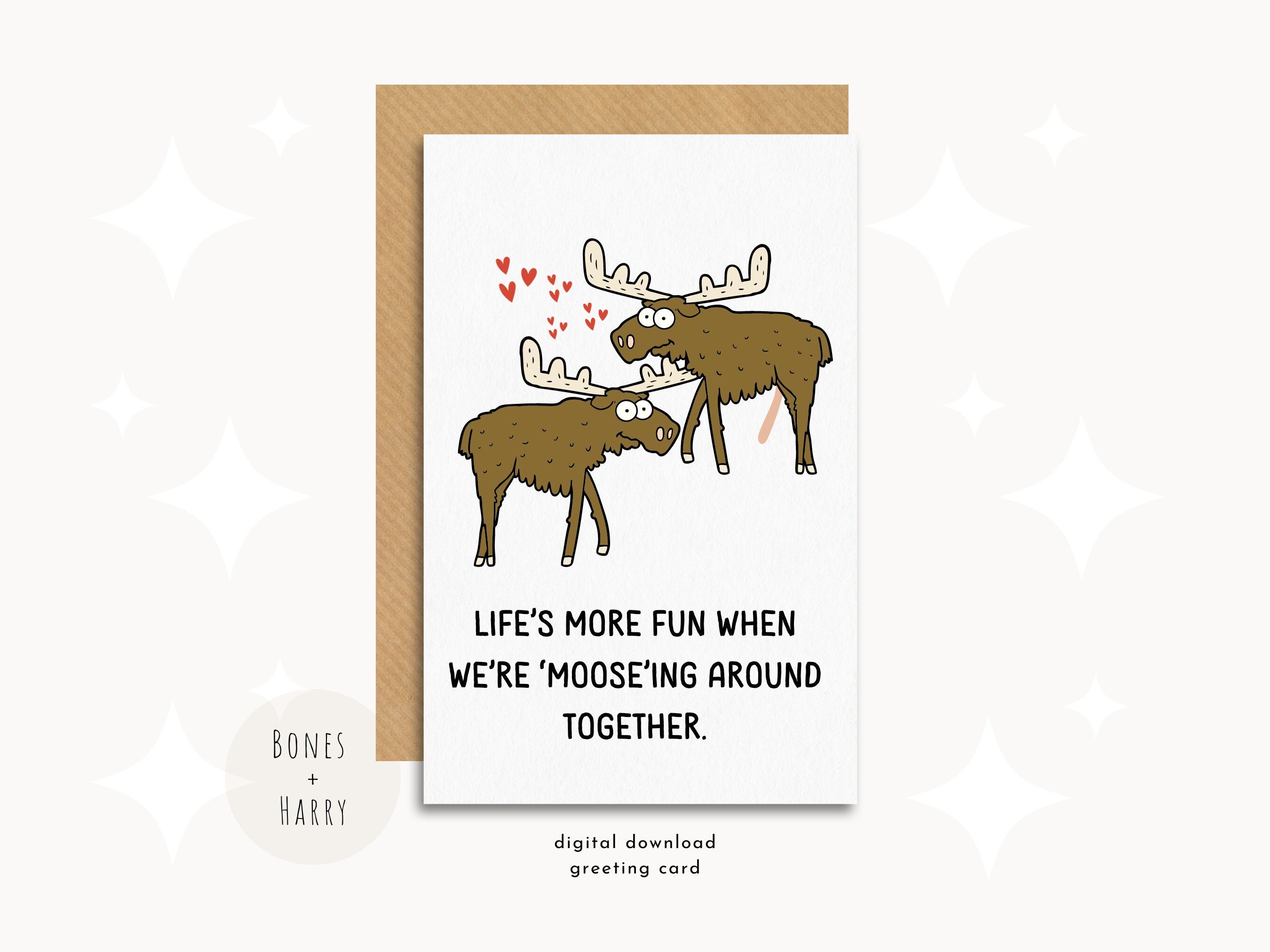 Printable Pun Moose Card, Moose Anniversary Card for Him, Couples Card ...