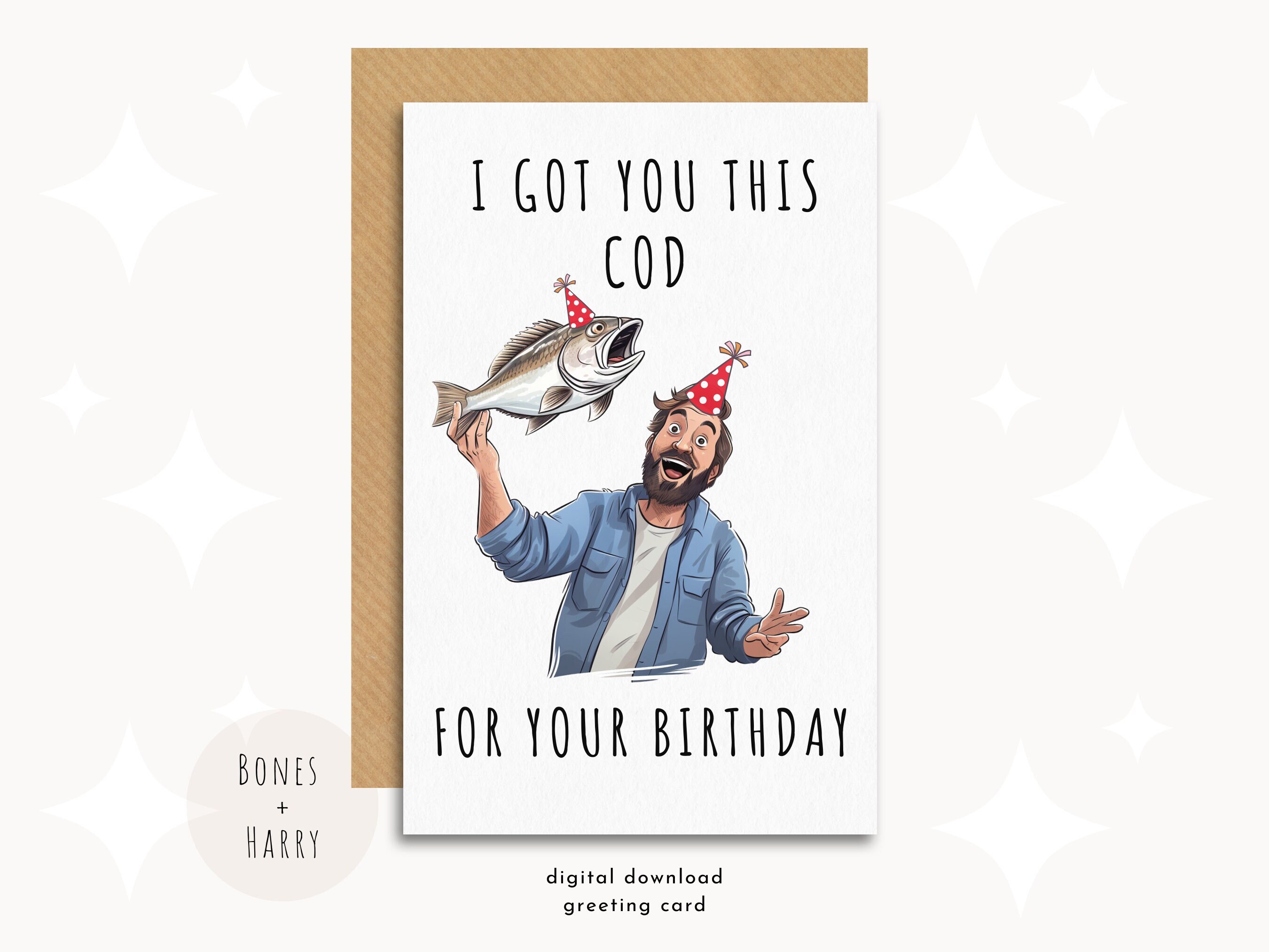 Printable Pun Birthday Card, Funny Got You A Cod Greeting Card ...