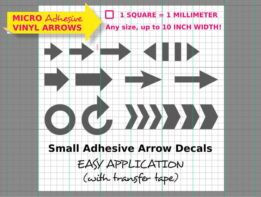 Custom Adhesive Arrow Sticker Sheet, ANY WIDTH, Micro Size, Arrow Decal ...