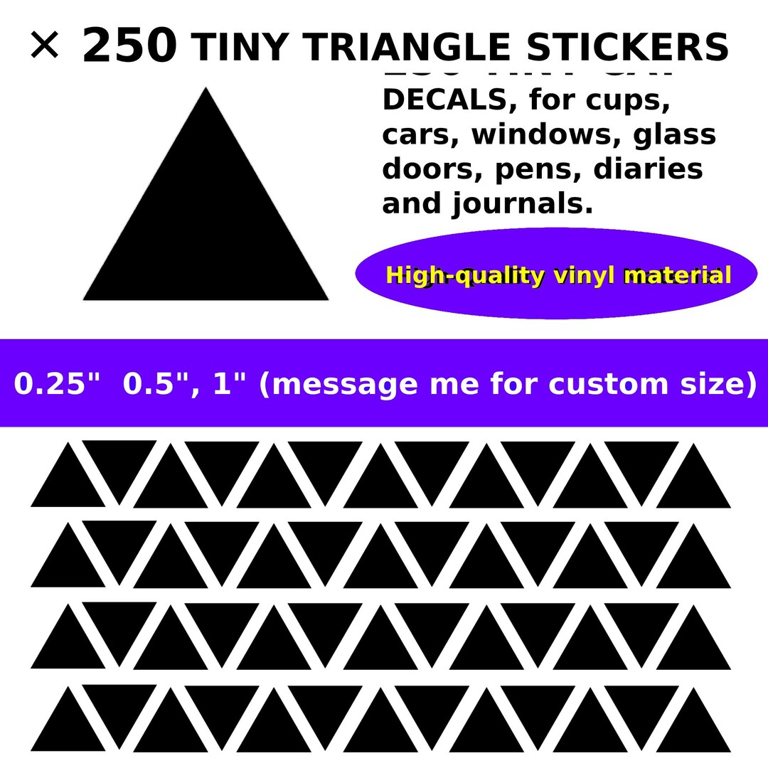 250 Count 3mm, 4mm, 1 Inch, 2 Inch, 3 Inch Small Mini White Triangle ...