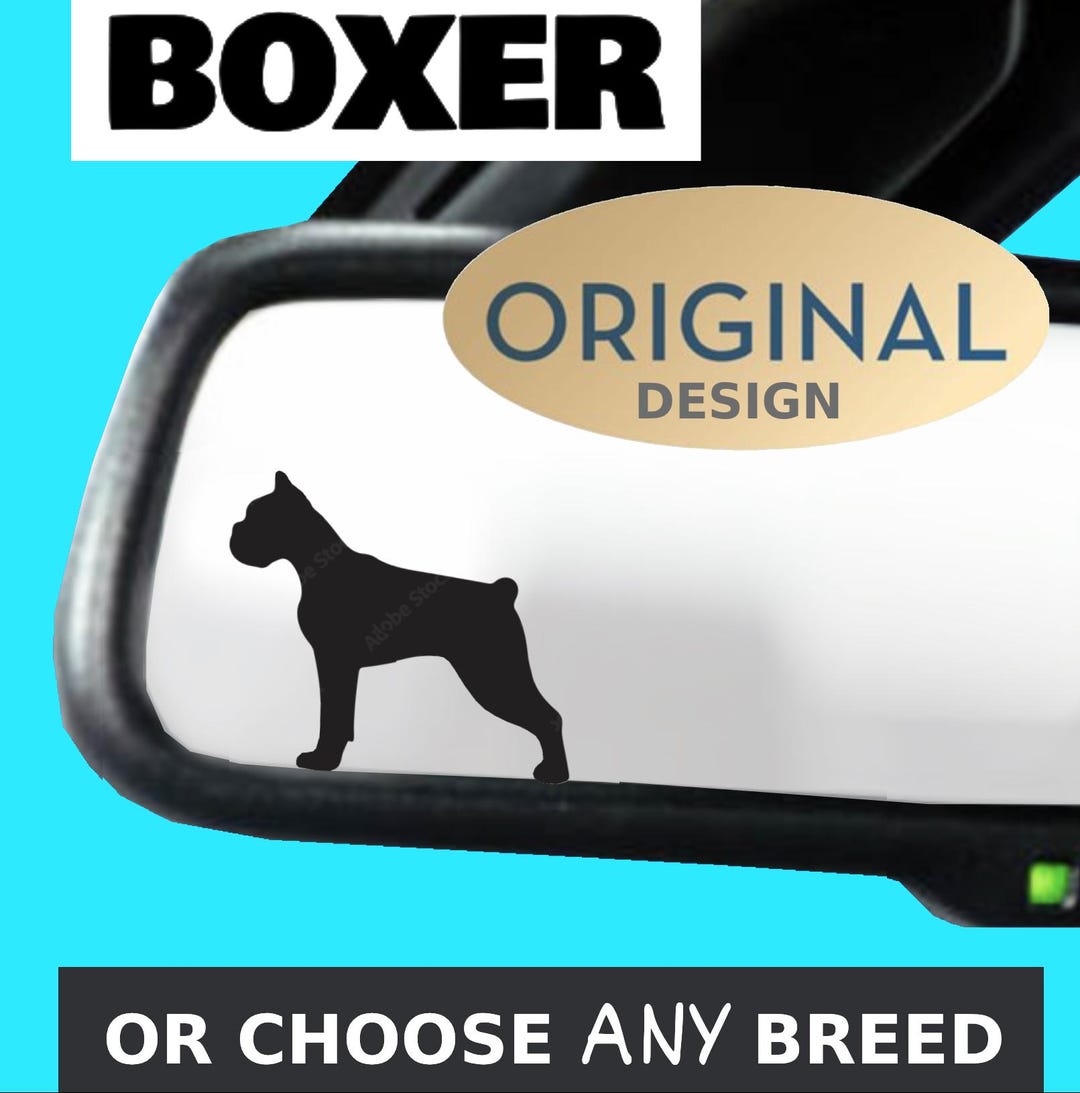 Boxer Dog Car Mirror Decal: Weatherproof Vinyl Sticker - Etsy Australia