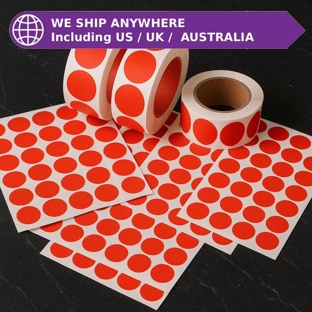 100 Red Inventory Circle Label Sheet - Select ANY COLOUR and Size (0.5 ...