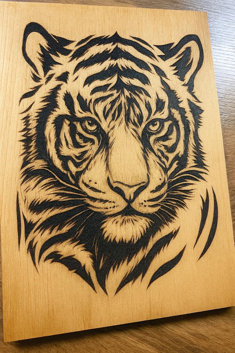 Tiger Pyrography Pattern, Wood Burning Stencil, Tiger Head SVG ...