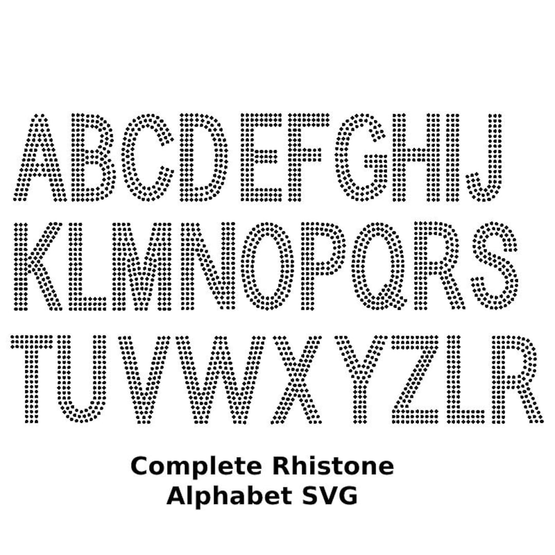 Rhinestone Font SVG Template (a-to-z) Entire Alphabet / Curved Flow ...