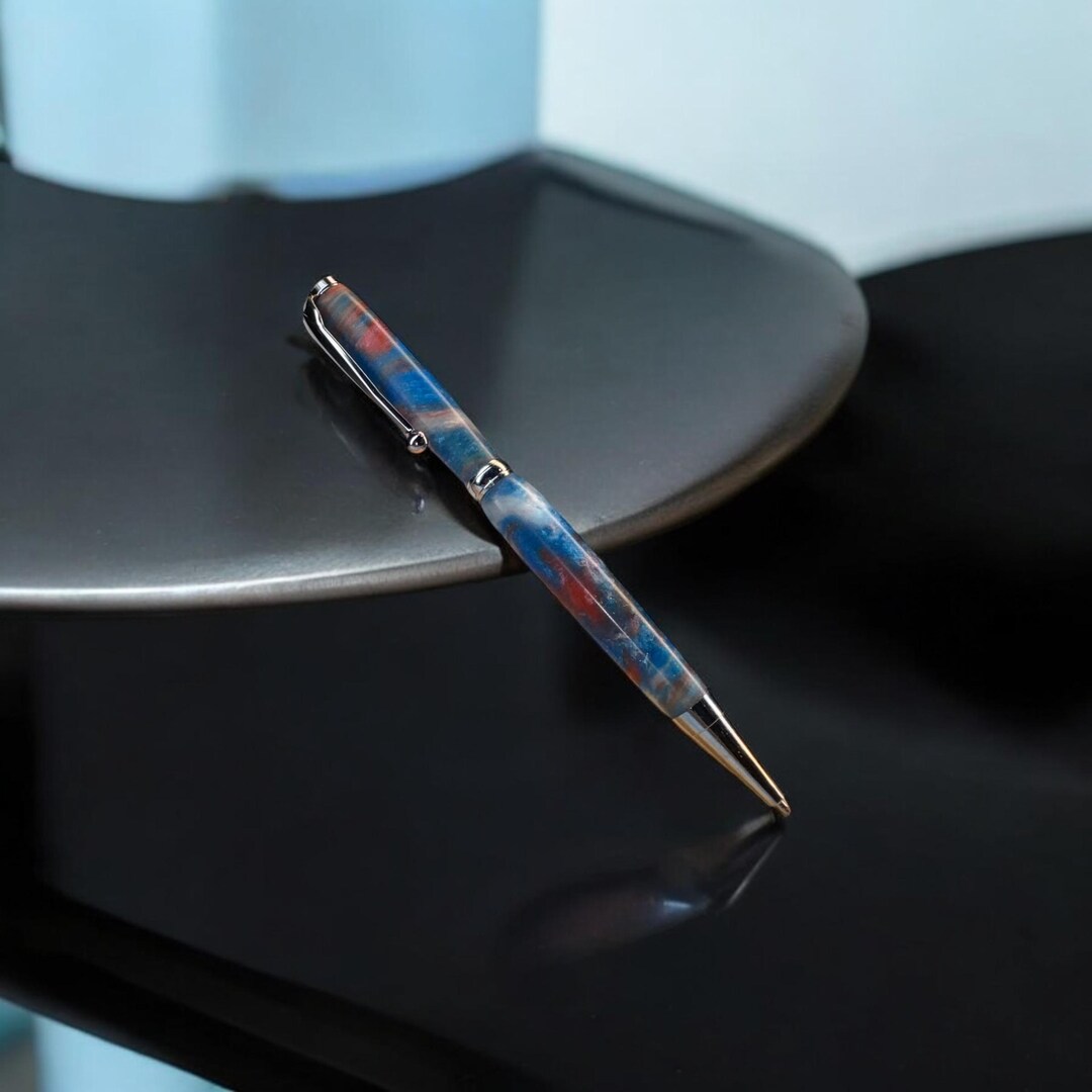 Patriotic Slimline Pen - Red, White and Blue With Chrome Finish - Etsy