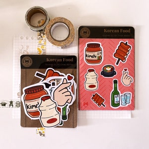 Korean Food Sticker Sheet | Cute, Kawaii, Kimchi, Tteokbokki, Soju ...