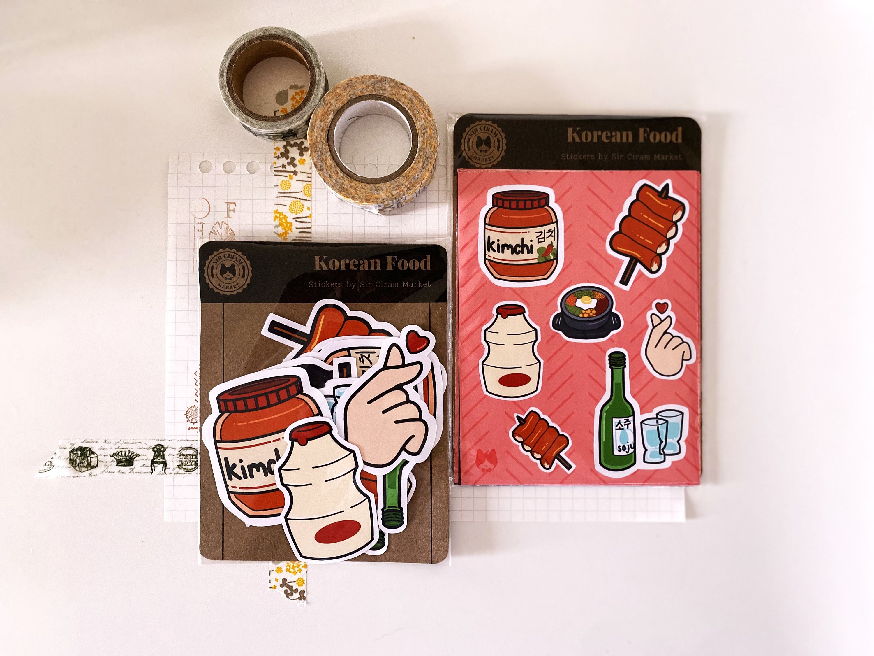 Korean Food Sticker Sheet | Cute, Kawaii, Kimchi, Tteokbokki, Soju ...