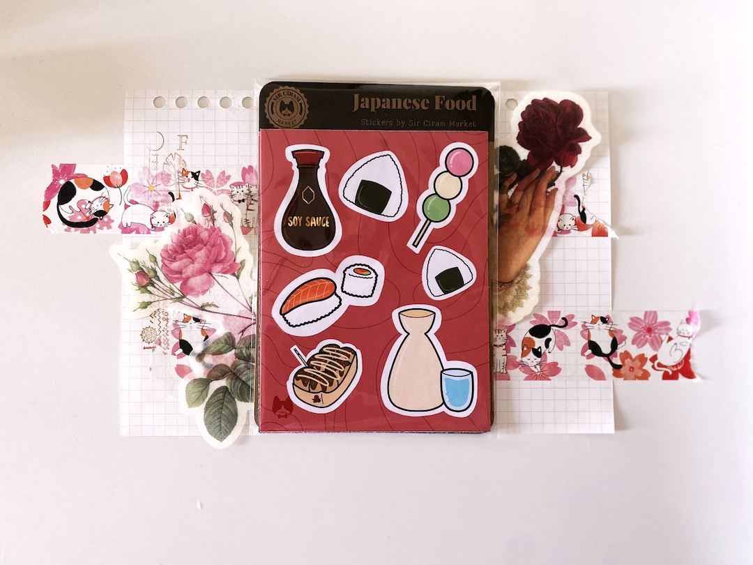 Japanese Food Sticker Sheet | Cute, Kawaii, Sushi, Takoyaki, Onigiri ...