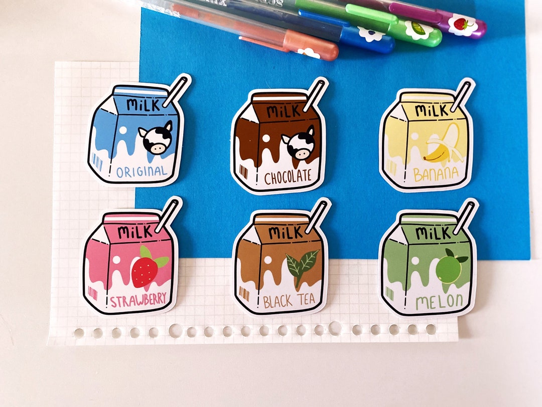 Individual Milk Carton Stickers | Flavoured Milk Variety | Cute, Kawaii ...