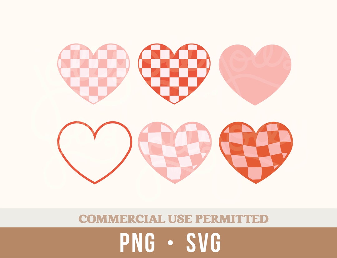 Checkered Heart SVG | Retro Valentine's Day SVG | Groovy Heart Svg ...