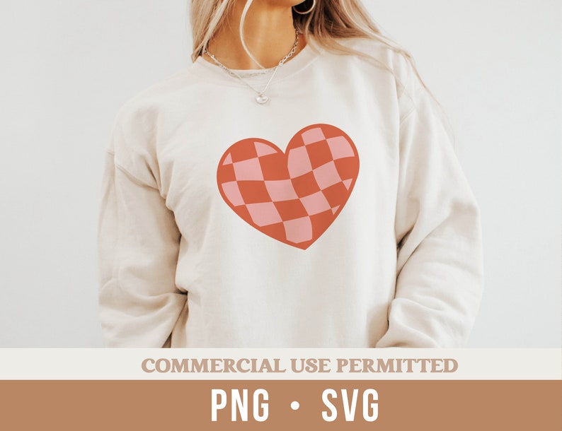 Checkered Heart SVG | Retro Valentine's Day SVG | Groovy Heart Svg ...