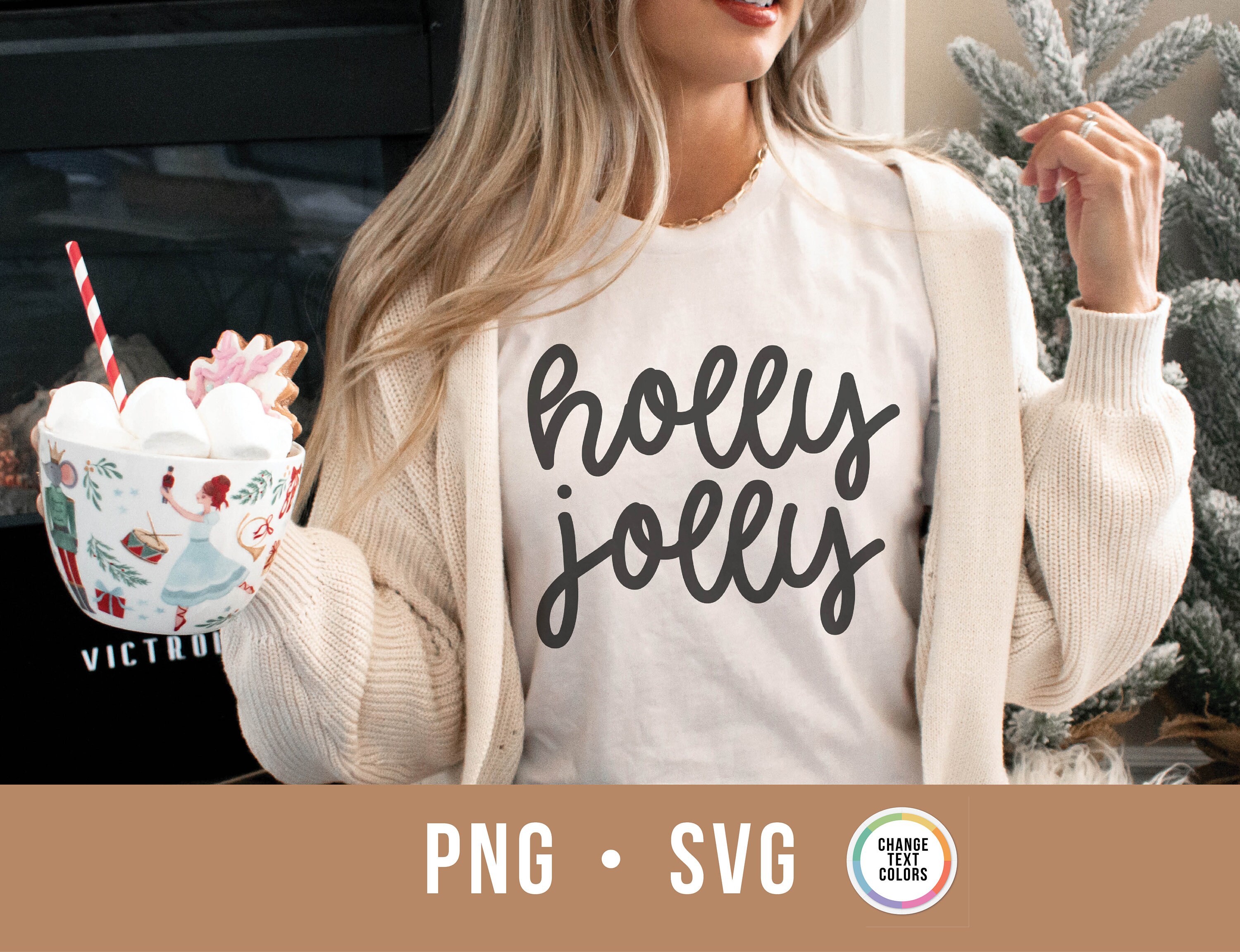Holly Jolly SVG PNG | Christmas SVG | Sublimation | Cricut Svg Files - Etsy