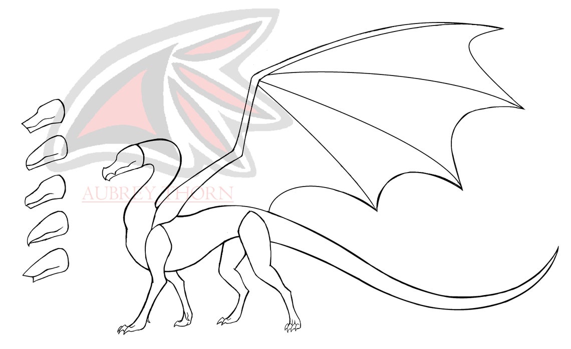 Dragon Drawing Base Template - Etsy