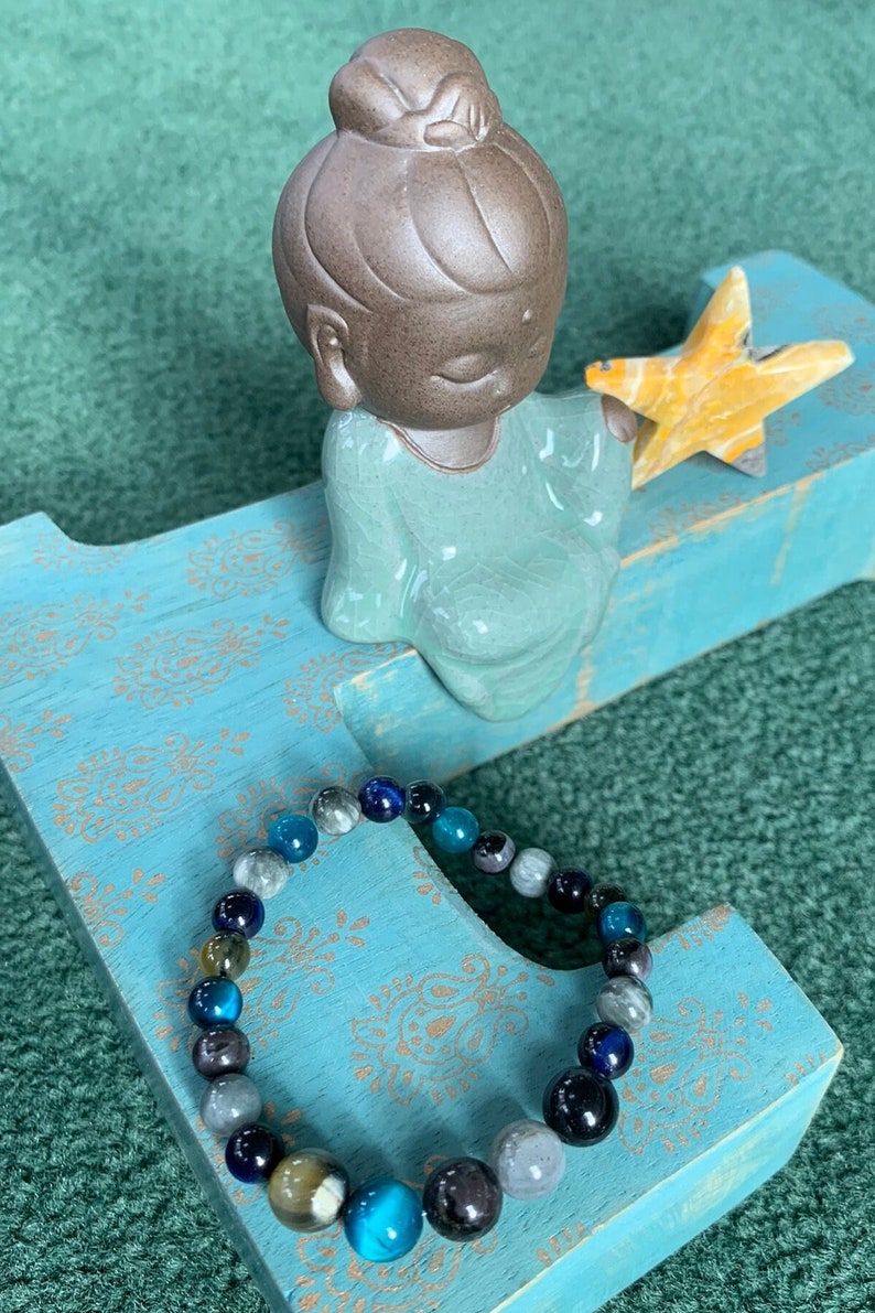 Hawk Eye Energy Crystal Energy Bracelet 8mm Teal Blue Tigers Eye ...