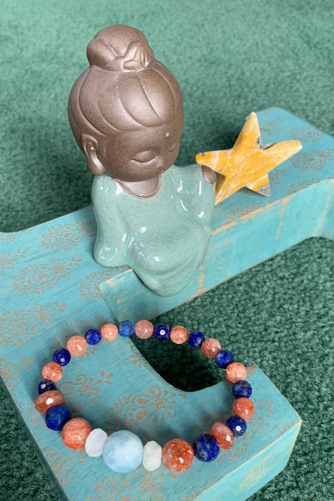 Angel Number 666 - Reflect * Crystal Energy Bracelet - 10mm Aquamarine ...