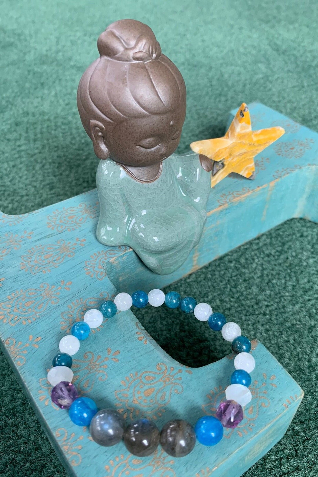 Superpowers * Crystal Energy Bracelet - 10mm Labradorite, 8mm Blue ...