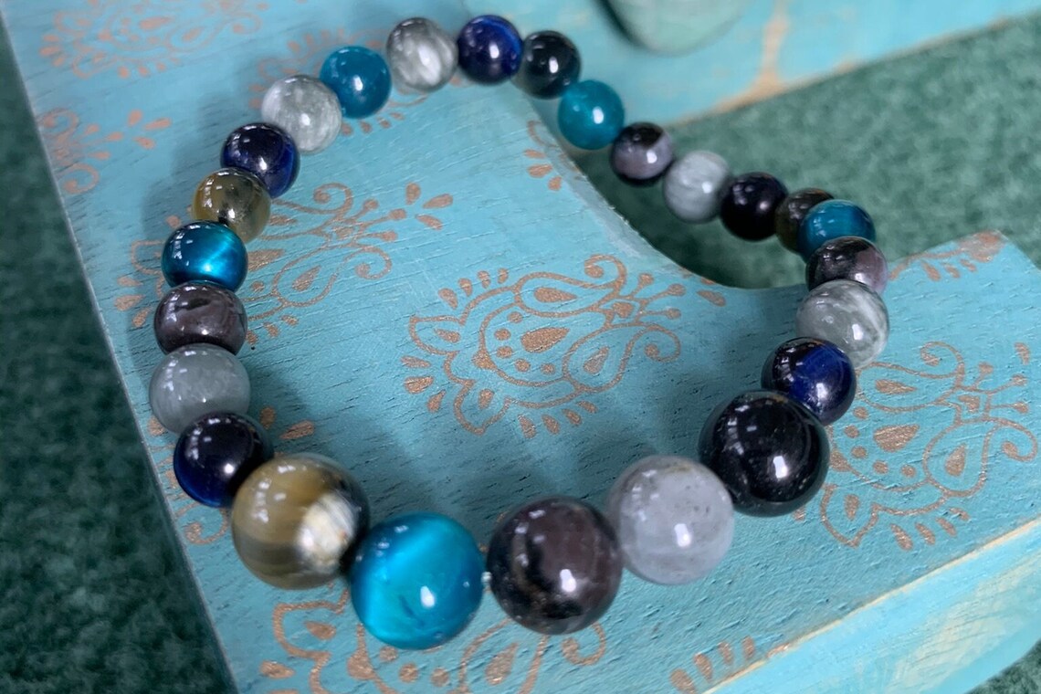 Hawk Eye Energy * Crystal Energy Bracelet - 8mm Teal Blue Tigers Eye ...