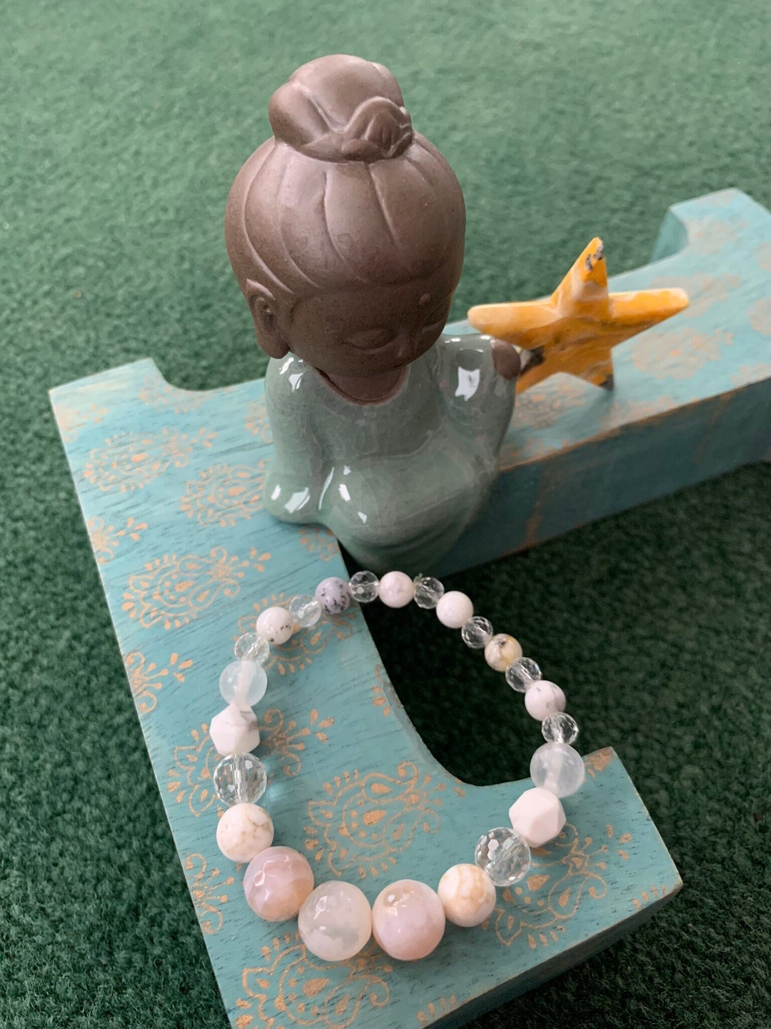 Pure Peace * Crystal Energy Bracelet - 10mm White Agate, 8mm Magnesite ...