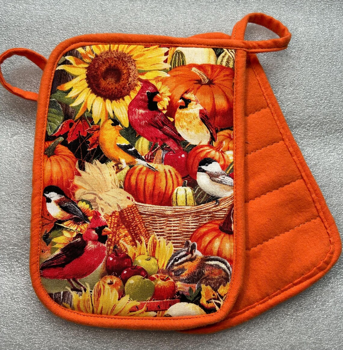 Fall Harvest Theme With Pumpkins Sunflowers and Cardinals Pot Holders ...